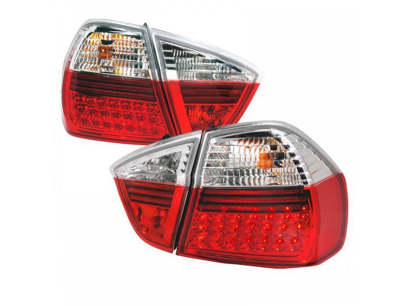 Spec-D Red and Chrome LED Tail Lights LT-E9005RLED-APC | RealTruck
