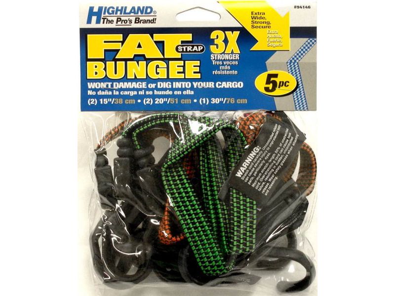 Highland Fat Strap Extra Wide Triple Strength Bungee Cord 5 Pack HIG ...