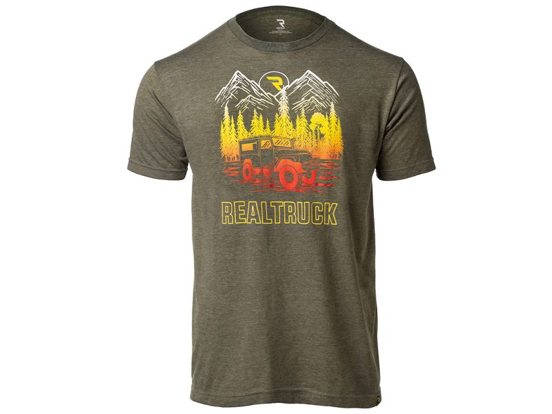 RealTruck Men's Olive Green Mountain Sunset T-Shirt | RealTruck
