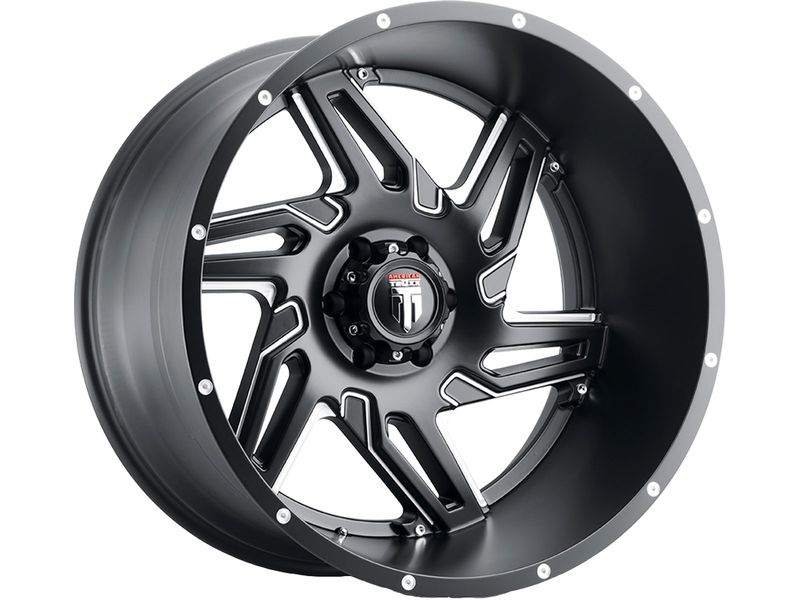 American Truxx Milled Matte Black AT-186 Spurs Wheel AT186-24478M-76 ...
