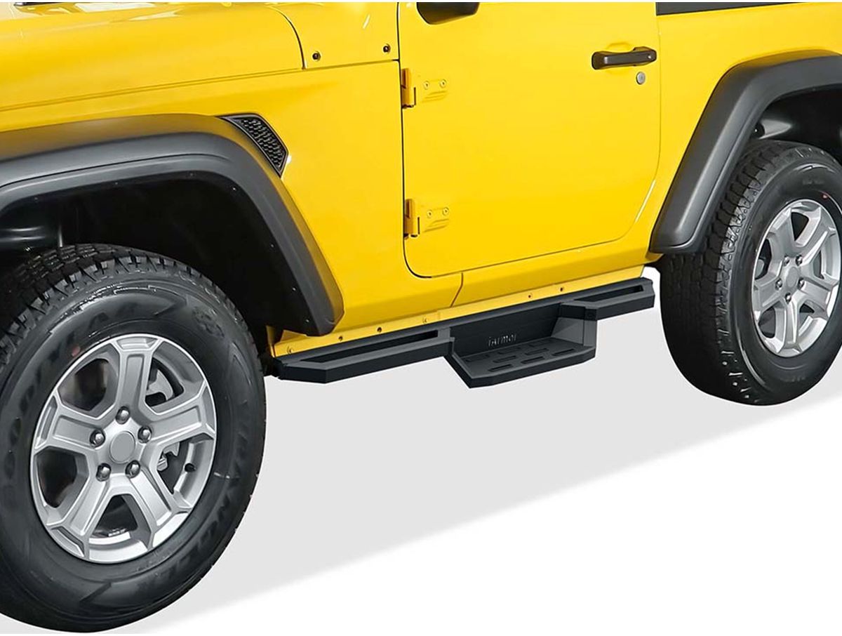APS Black Square Tube Drop Style Nerf Bars IA10NAA6B | RealTruck