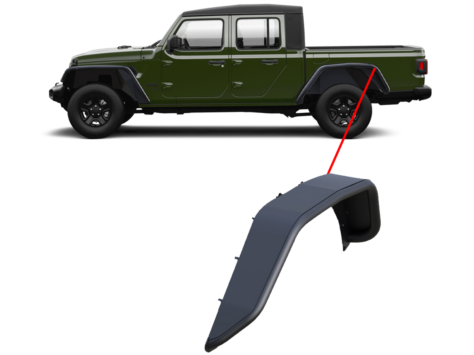 Black Horse Rear Tubular Fender Flares TFFG20R | RealTruck