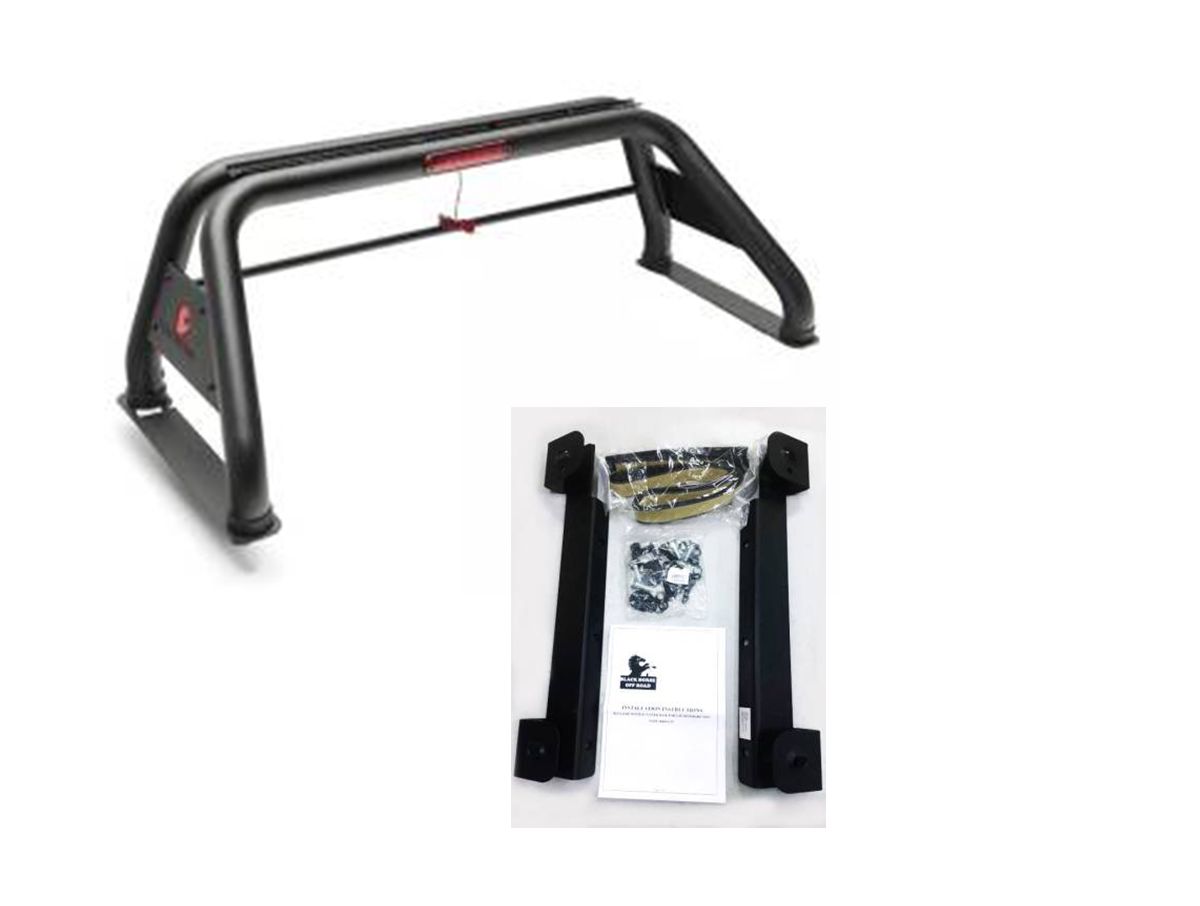 Black Horse Classic Roll Bar w/ Tonneau Brackets RB001BK&BLK-RBB-GM | RealTruck