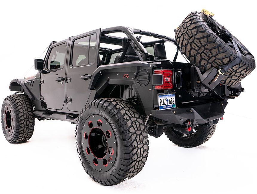 Fab Fours Slant Back Tire Carrier for Rear Bumper - Bare FBF-JL2070-B ...