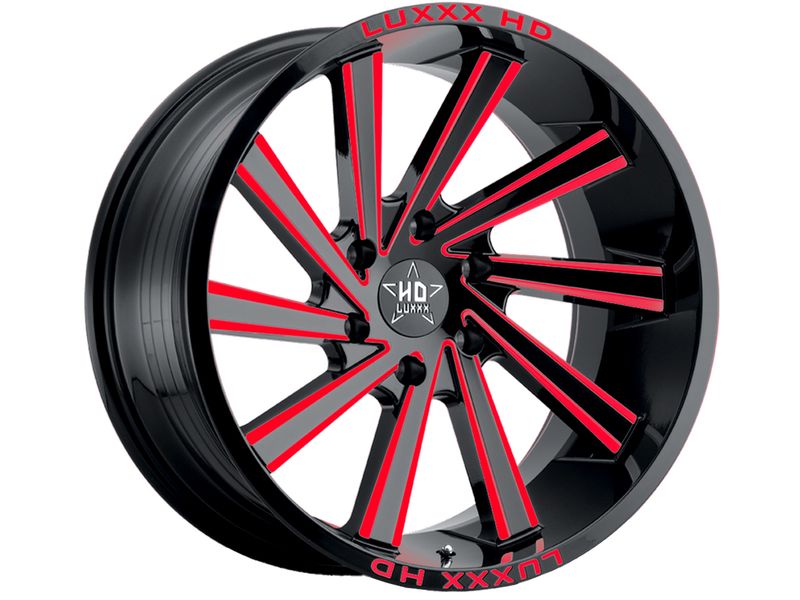 Luxxx HD Gloss Black & Red LHD22 Wheels | RealTruck
