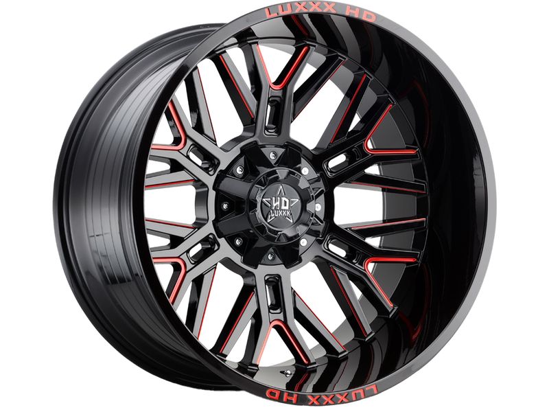 Luxxx HD Gloss Black & Red LHD25 Wheel LHD2524146135139-76G-A3 | RealTruck