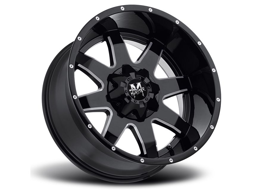 Off-Road Monster Milled Gloss Black M08 Wheel M08760702GBML | RealTruck