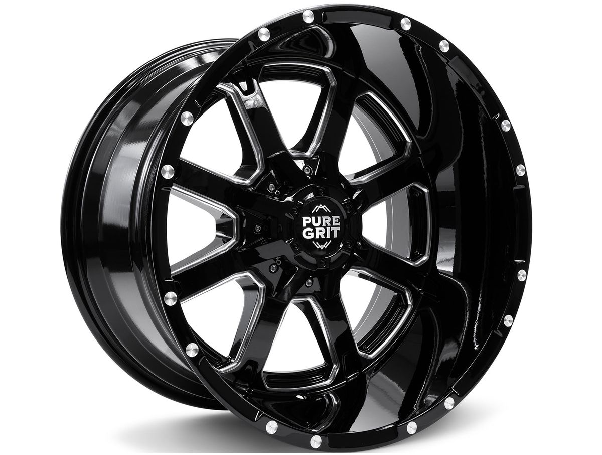 Pure Grit Milled Gloss Black Grit Wheels | RealTruck