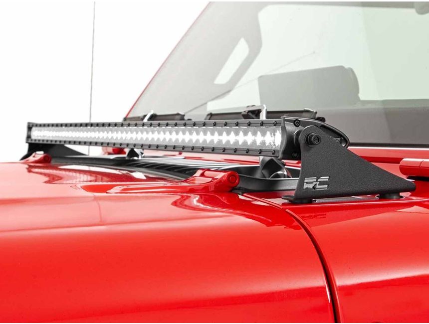 Rough Country Jeep Hood Mount 50 Black LED Light Bar Kit 70057 | RealTruck