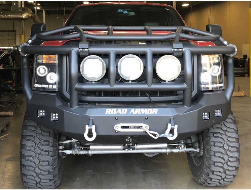 Road Armor Stealth Front Winch Bumper w/ Titan II & Intimidator Guard ...