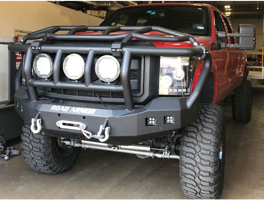 Road Armor Stealth Front Winch Bumper w/ Titan II & Intimidator Guard ...