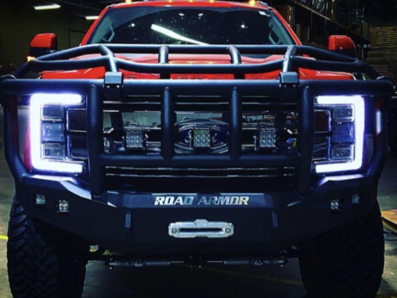 Road Armor Stealth Front Winch Bumper w/ Titan II & Intimidator Guard ...