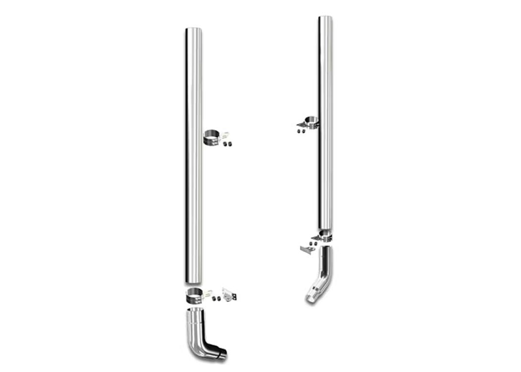 RoadWorks Peterbilt Long Drop 90 Degree Elbow Exhaust Kit Slash Cut Tip ...