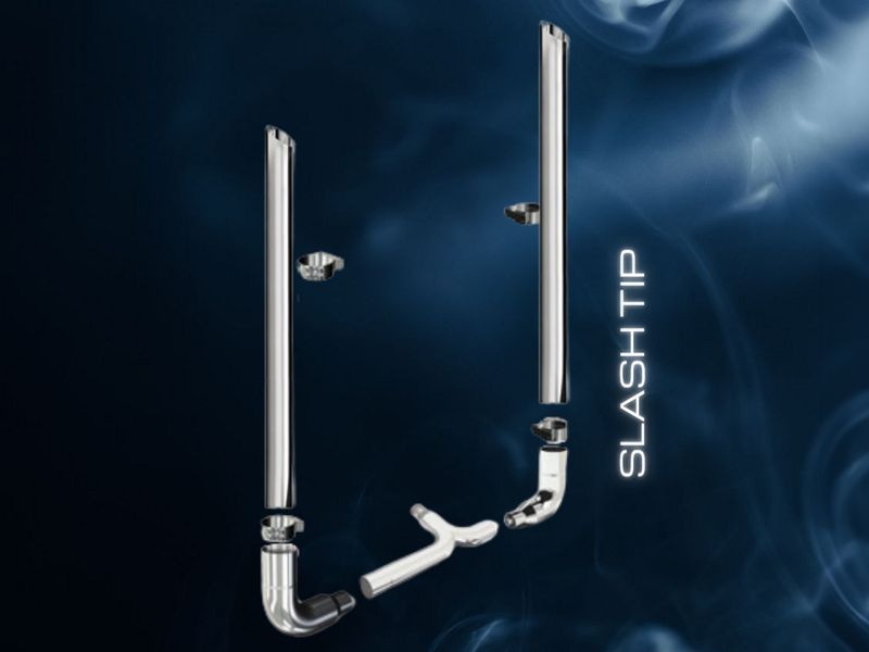 RoadWorks Peterbilt Long Drop 90 Degree Elbow Exhaust Kit Slash Cut Tip ...