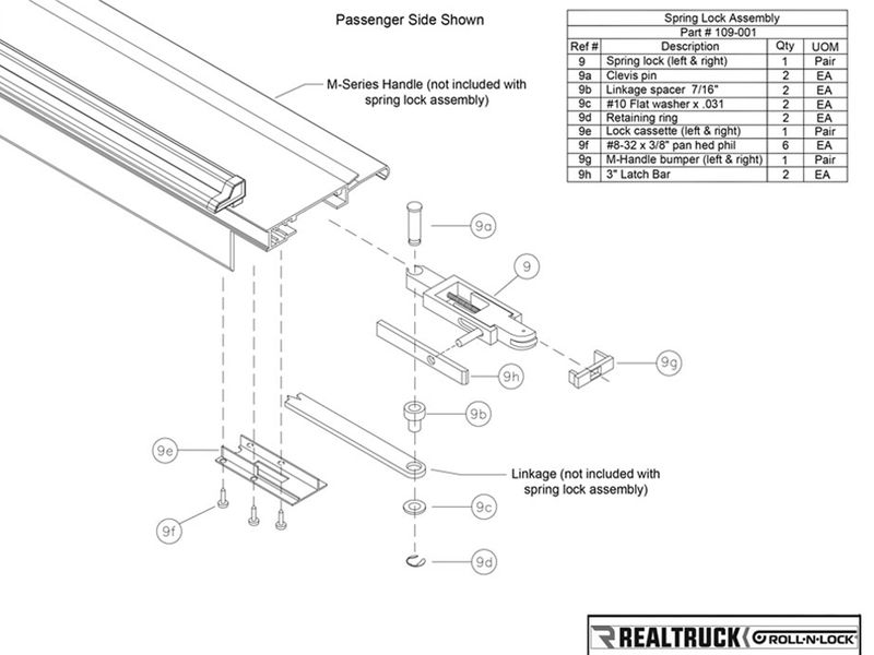 Roll-N-Lock Replacement Spring Lock Assembly - M-Series 109-001 | RealTruck