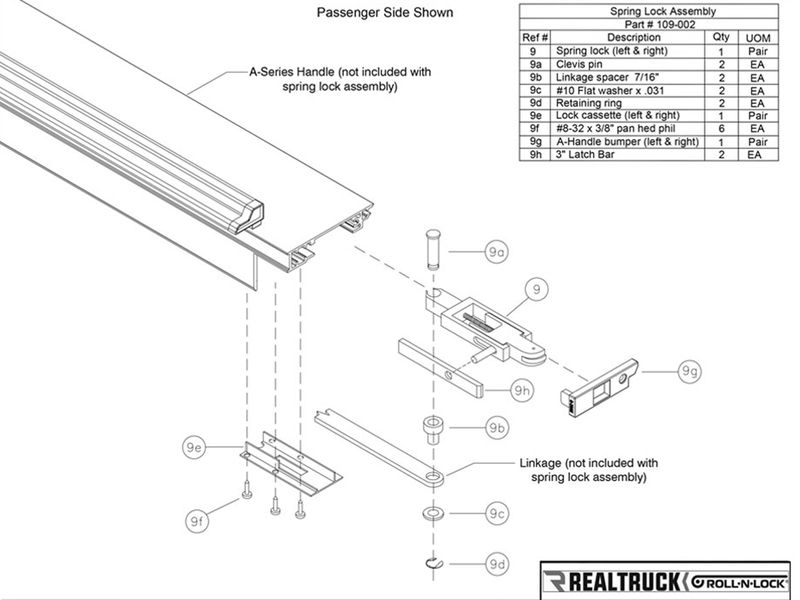 Roll-N-Lock Replacement Spring Lock Assembly - A-Series 109-002 | RealTruck