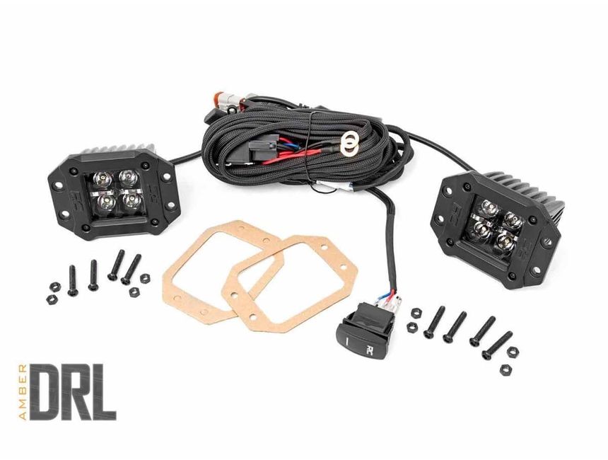 Rough Country 2 LED Black Cube Flush Mount Lights 70803BLKDRLA | RealTruck