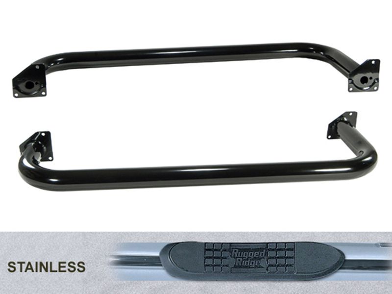 Rugged Ridge 3" Stainless Round Side Steps 11593.03 | RealTruck
