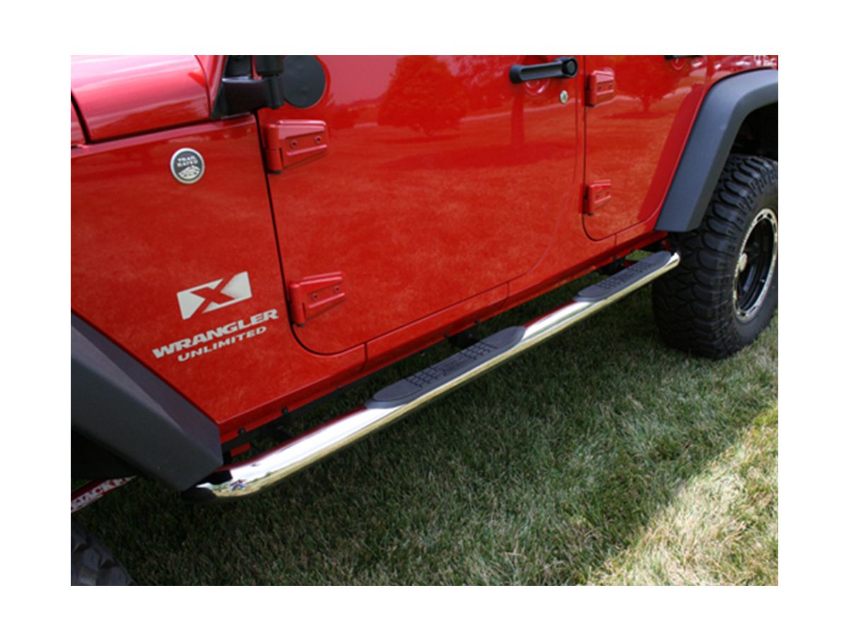 Rugged Ridge 3" Stainless Round Side Steps 11593.06 | RealTruck