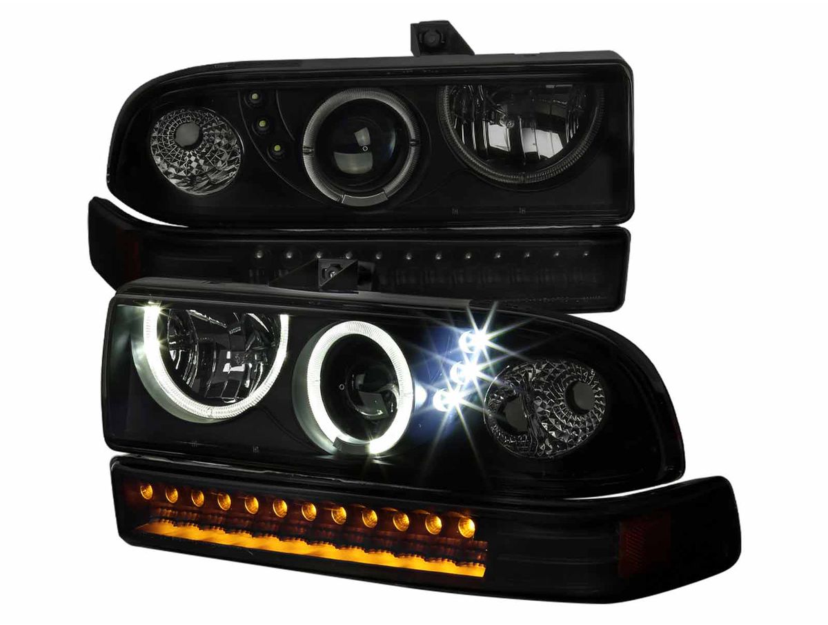 SPEC-D Gloss Black Halo Projector Headlights 2LBLHP-S1098SMLED-RS ...
