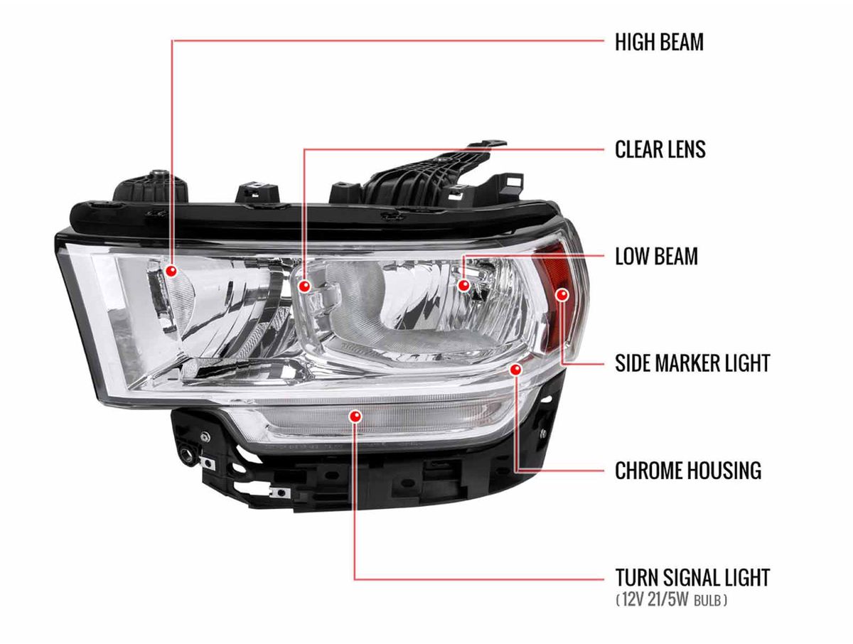 SPEC-D Chrome Crystal Headlights 2LH-RAM1925-RS | RealTruck