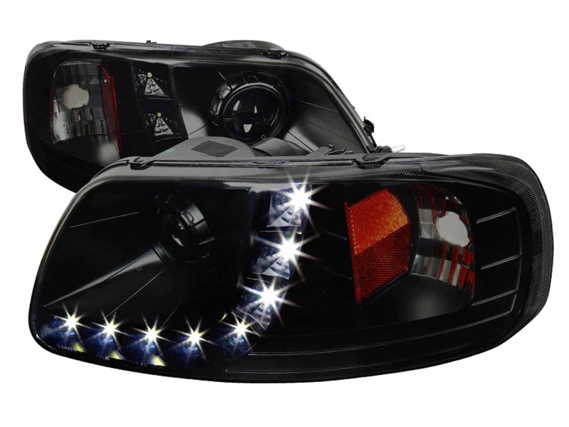 SPEC-D Smoked Black DRL Projector Headlights 2LHP-F15097SM-RS | RealTruck