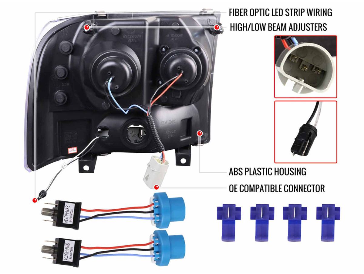 SPEC-D Black DRL Projector Headlights 2LHP-F25099BK-G2-TM | RealTruck