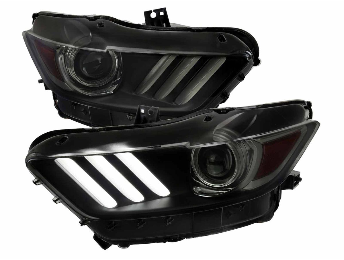 SPEC-D Smoked Black DRL Projector Headlights 2LHP-MST15SM-SQ-RO | RealTruck