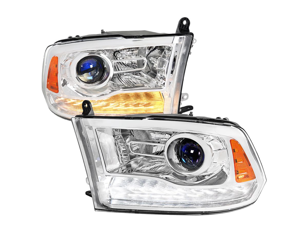 SPEC-D Chrome Projector Headlights 2LHP-RAM13G2-SQ-GO | RealTruck
