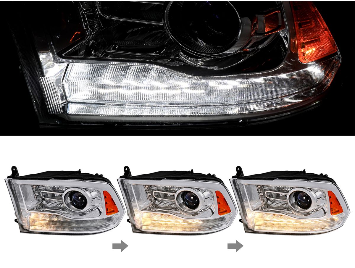 SPEC-D Chrome Projector Headlights 2LHP-RAM13G2-SQ-GO | RealTruck