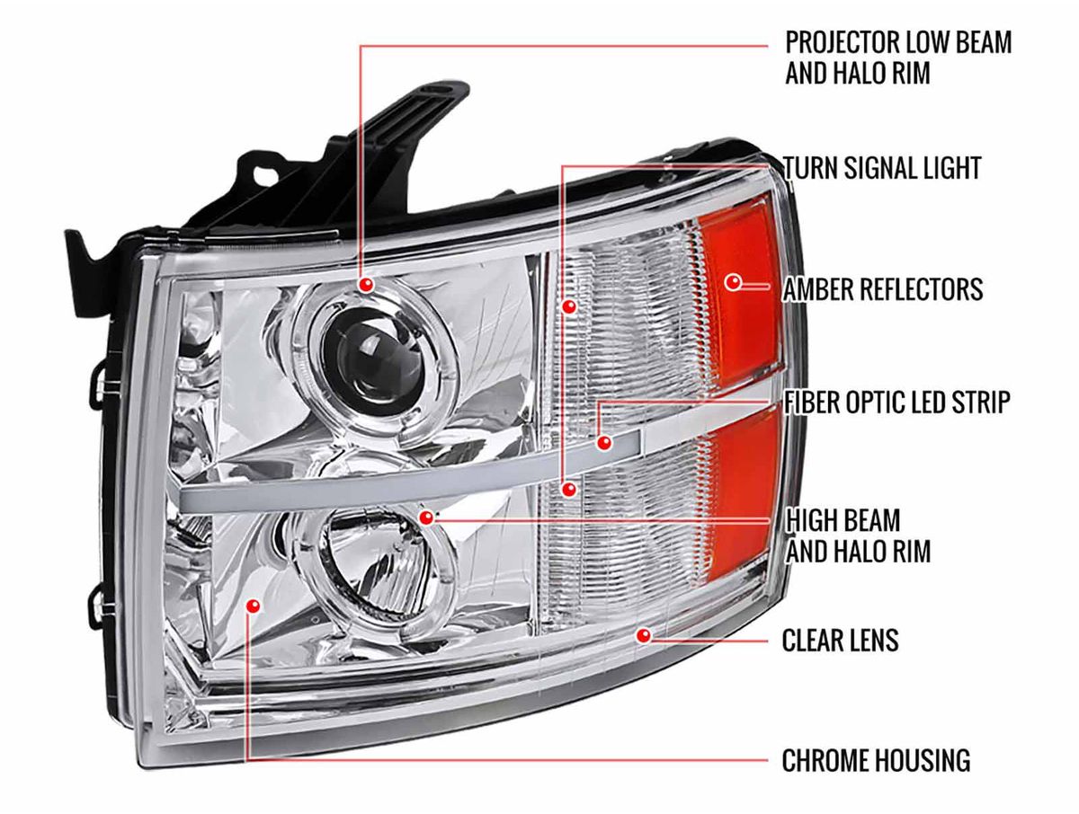 SPEC-D Chrome DRL Projector Headlights 2LHP-SIV07-V2-RS | RealTruck