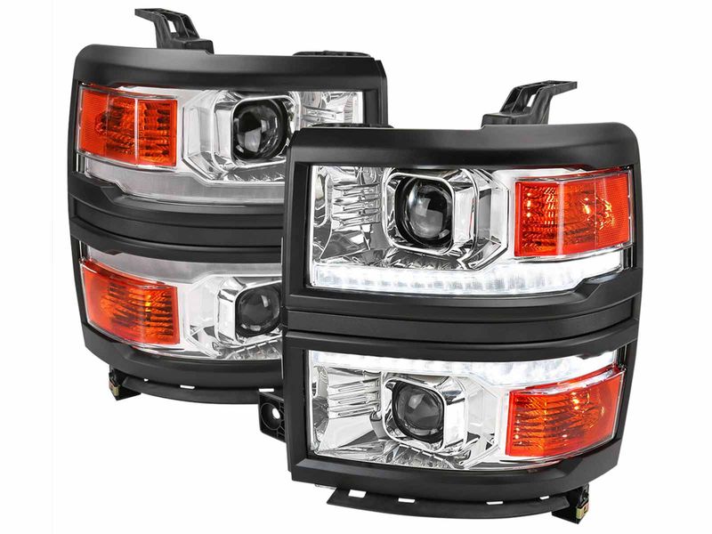 SPEC-D Chrome DRL Projector Headlights 2LHP-SIV14-SQ-RS | RealTruck