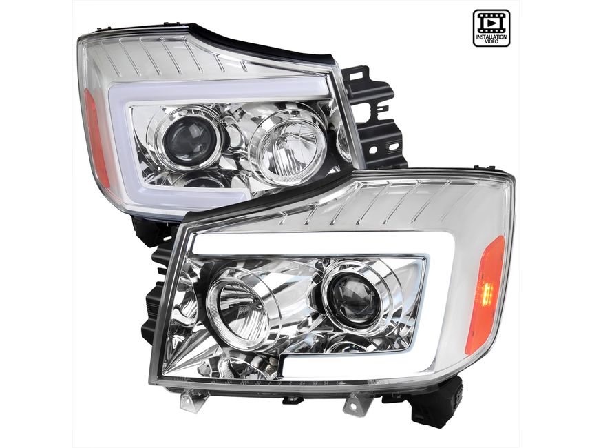 SPEC-D Chrome Projector Headlights 2LHP-TIT04-SQ-RS | RealTruck