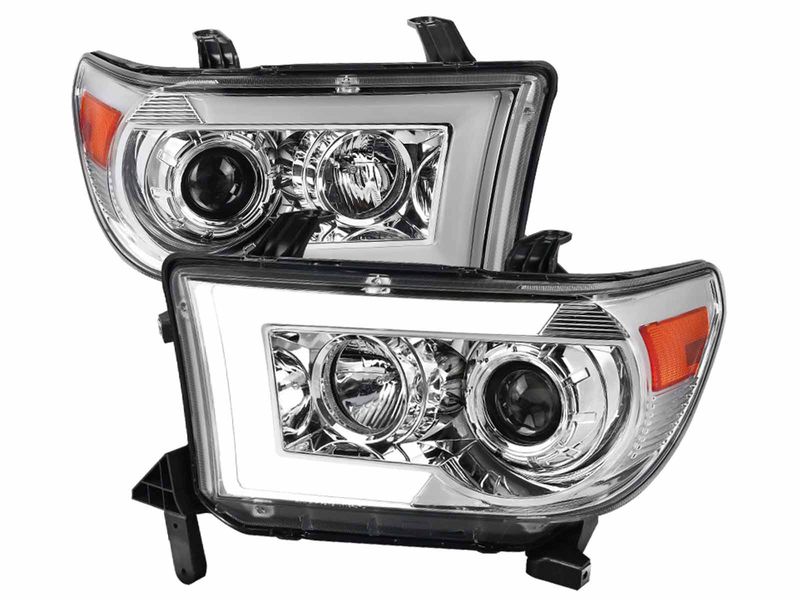 SPEC-D Chrome DRL Projector Headlights 2LHP-TUN07-SQ-RS | RealTruck
