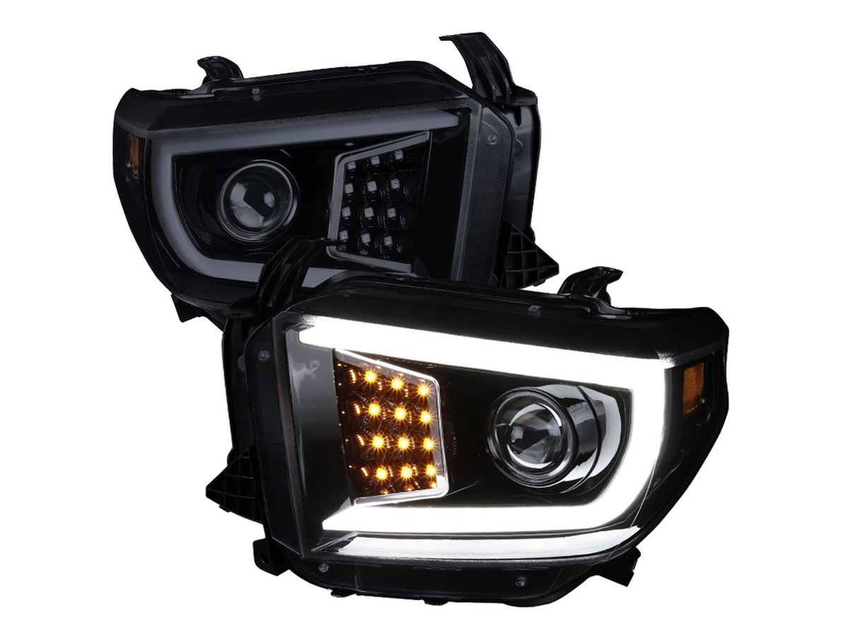 SPEC-D Smoked Black DRL Projector Headlights 2LHP-TUN14G-TM | RealTruck