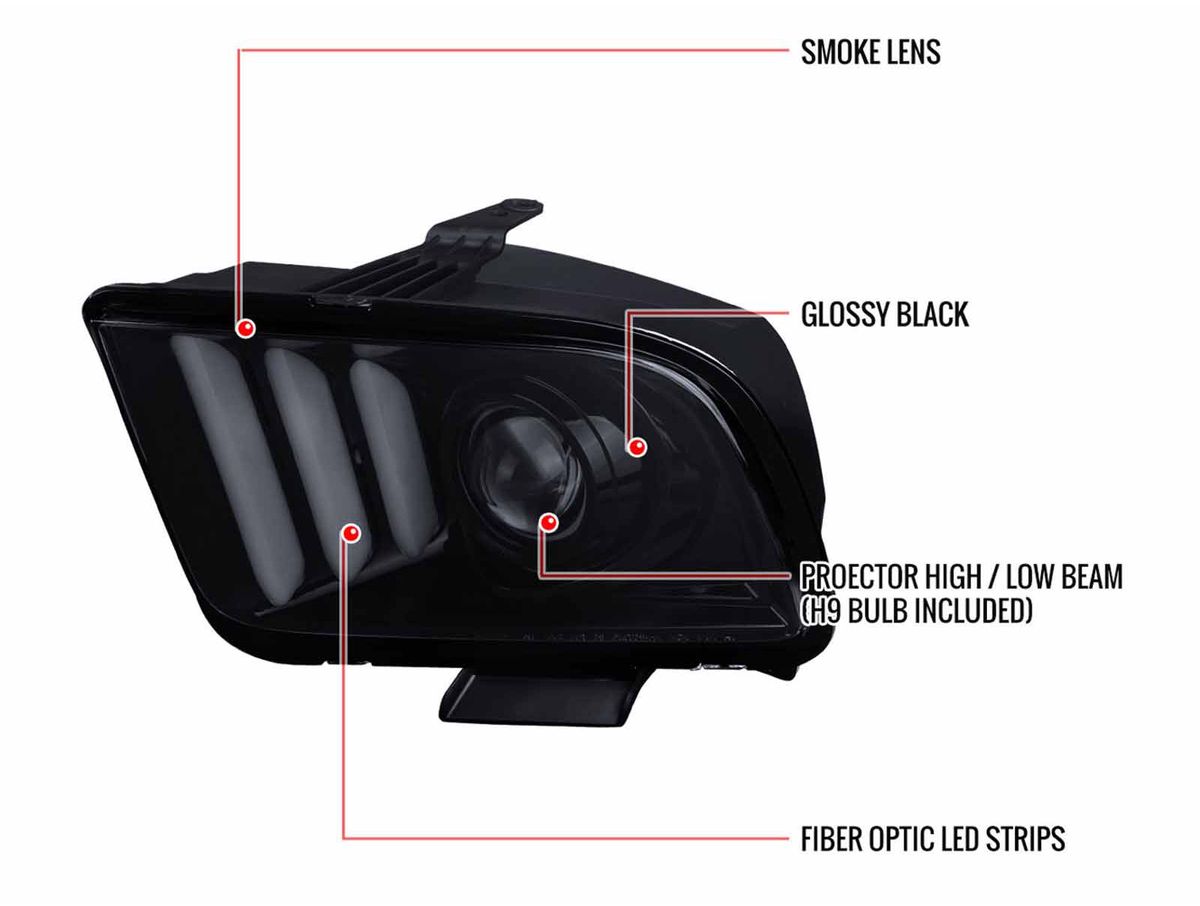 SPEC-D Smoked Black DRL Projector Headlights LHP-MST05G-G2-TM | RealTruck