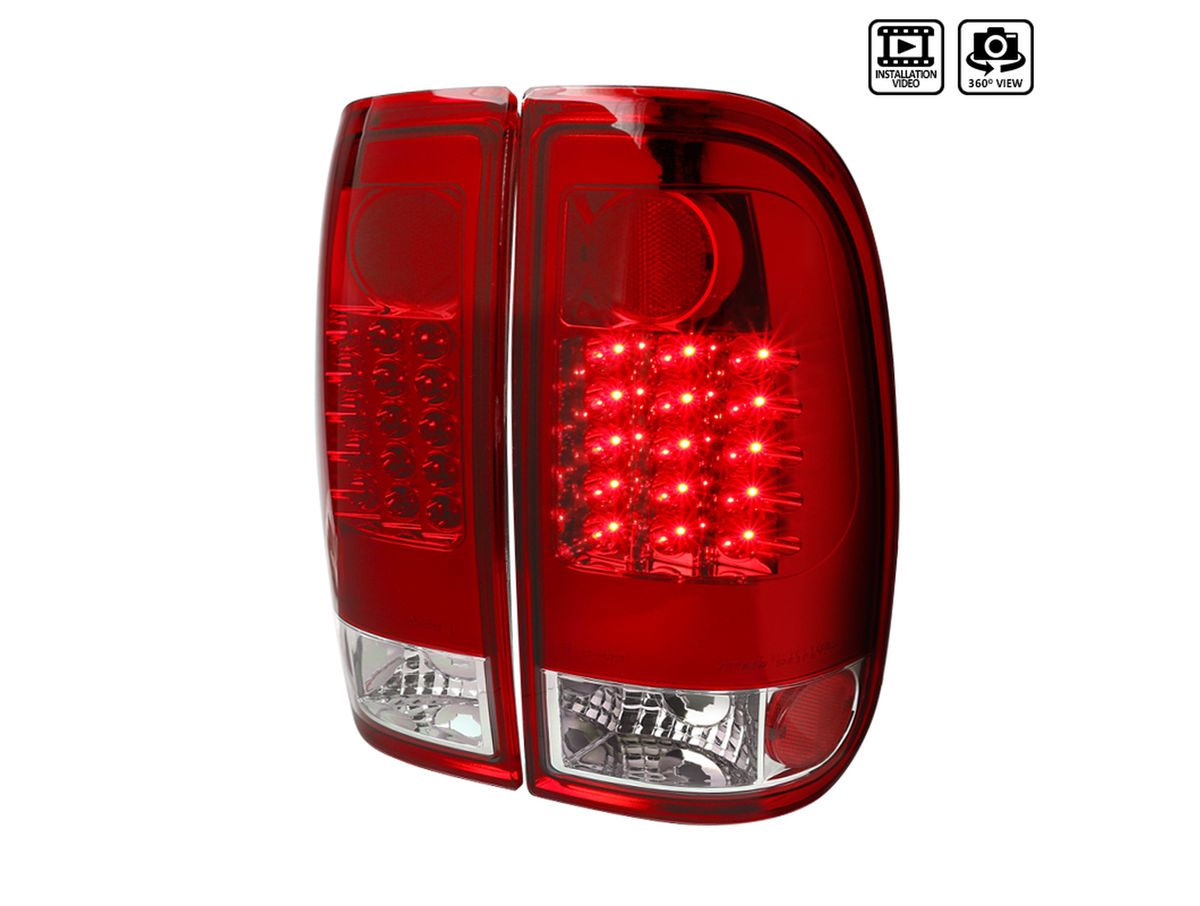 Spec-D Red and Chrome LED Tail Lights LT-F25008RLED-TM | RealTruck