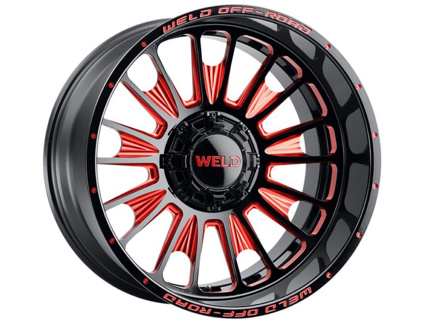 Weld Off-Road Gloss Black & Red Scorch Wheels | RealTruck