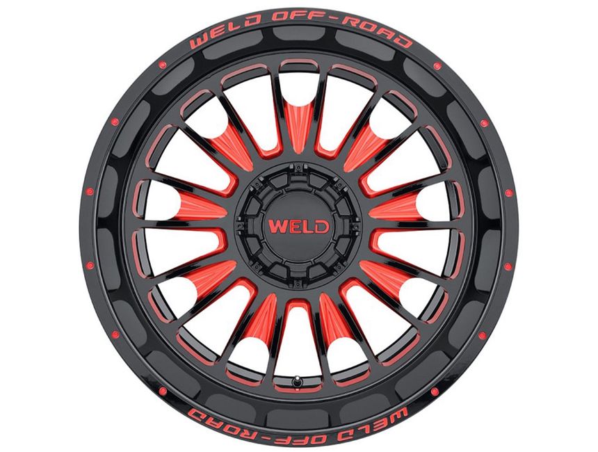 Weld Off-Road Gloss Black & Red Scorch Wheels | RealTruck
