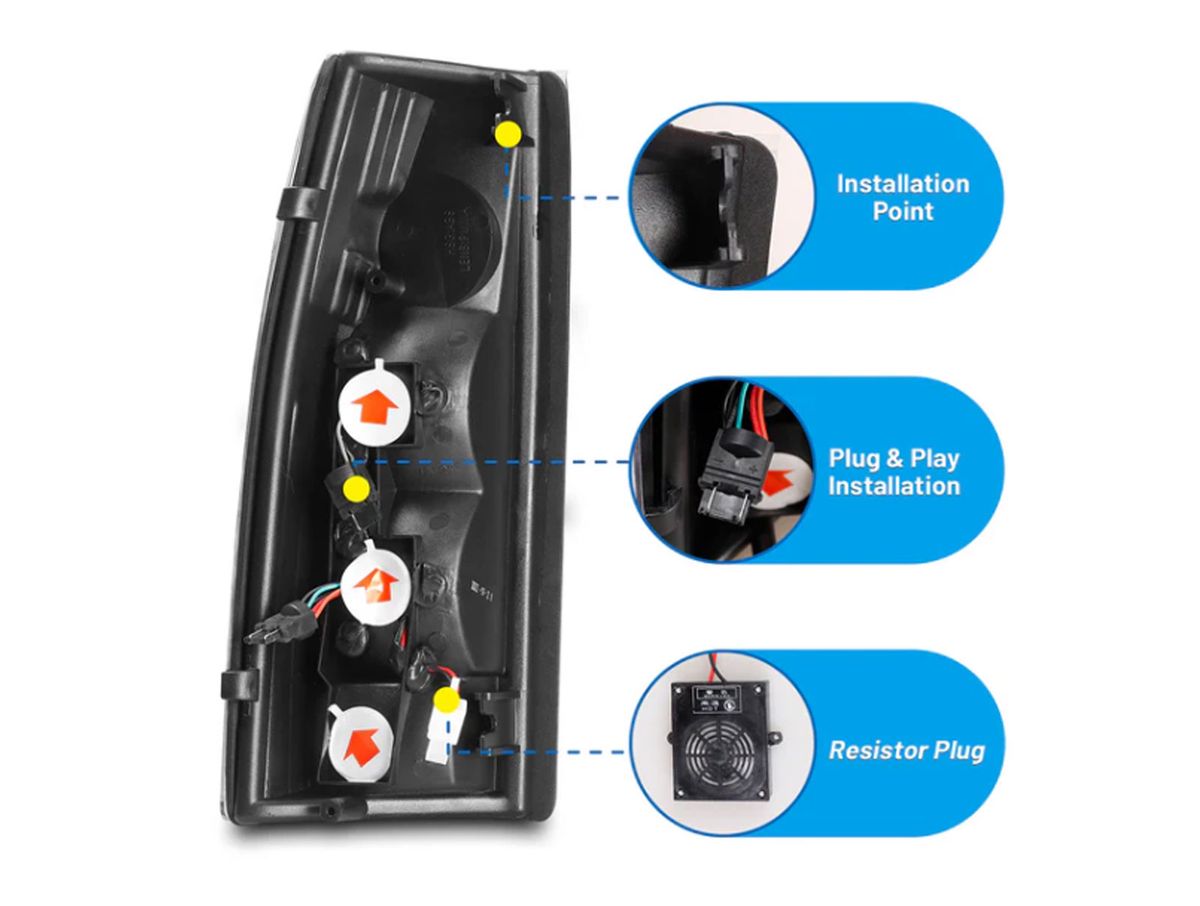 Winjet Smoked Black LED Tail Lights CTWJ-0718-BS | RealTruck