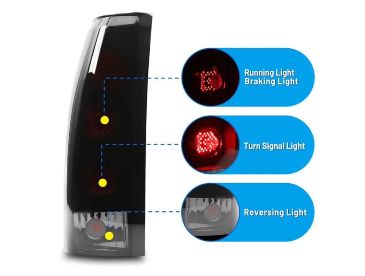 Winjet Smoked Black LED Tail Lights CTWJ-0718-BS | RealTruck