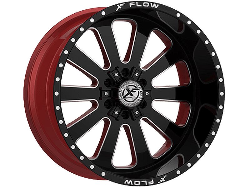XF Flow Offroad Gloss Black & Red XFX-302 Wheels | RealTruck