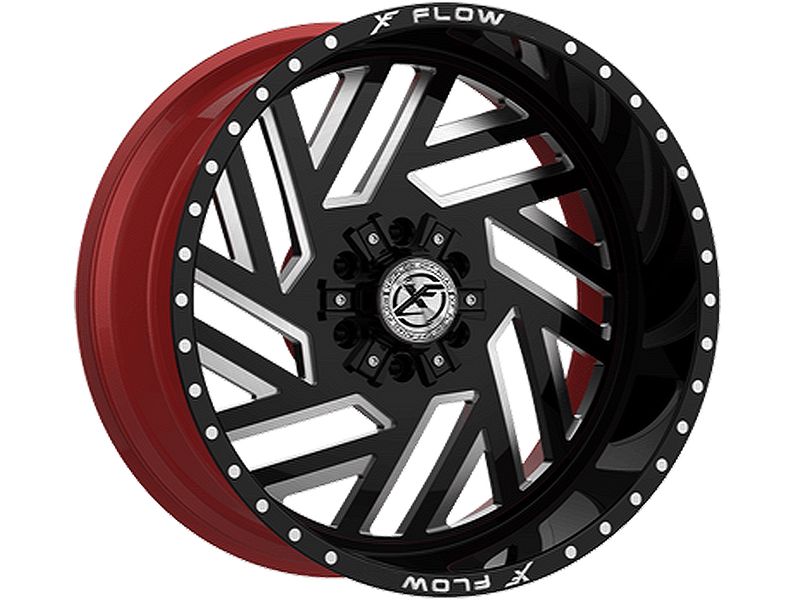 XF Flow Offroad Gloss Black & Red XFX-304 Wheels | RealTruck