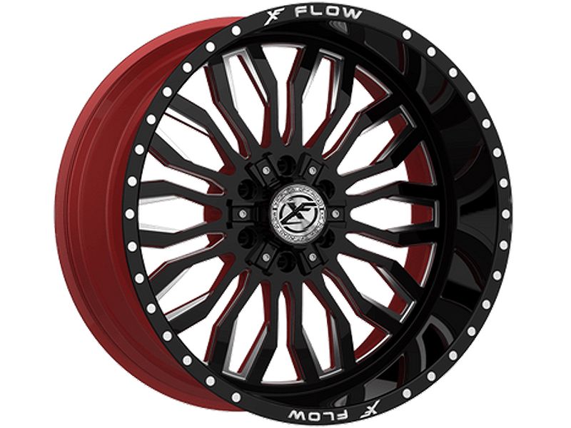 XF Flow Offroad Gloss Black & Red XFX-305 Wheels | RealTruck