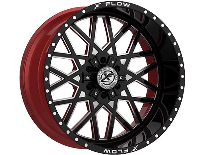 XF Flow Offroad Gloss Black & Red XFX-307 Wheels | RealTruck
