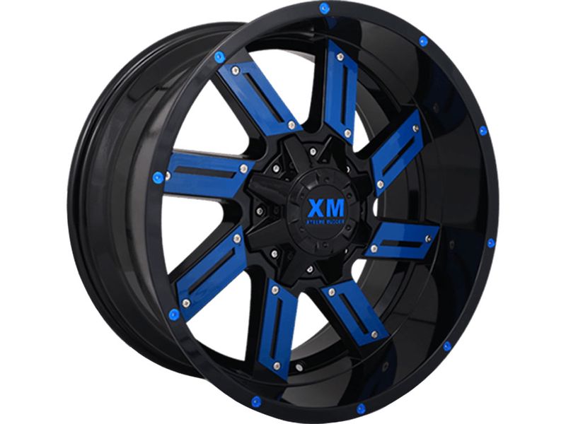 XM Offroad Gloss Black & Blue Inserts XM-319 Wheel XM319201251155127 ...