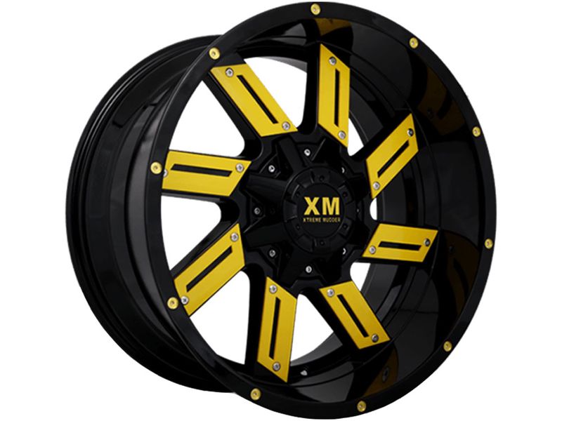 XM Offroad Gloss Black & Yellow Inserts XM-319 Wheels | RealTruck