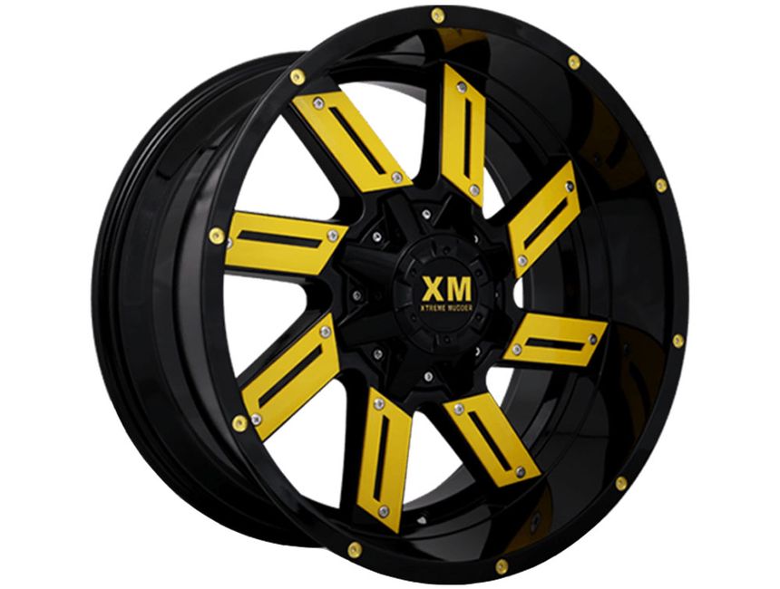 XM Offroad Gloss Black & Yellow Inserts XM-319 Wheel XM319201251155127 ...