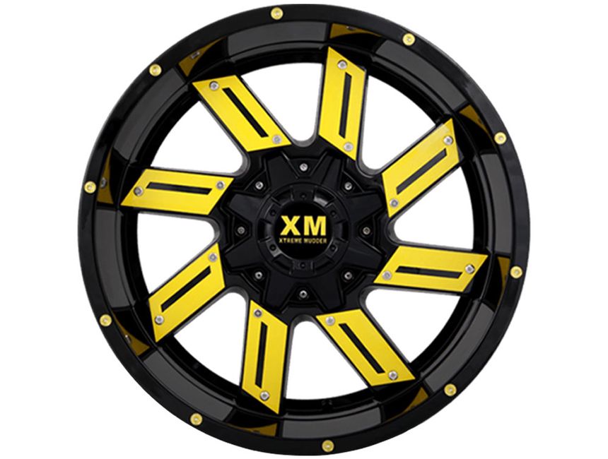 XM Offroad Gloss Black & Yellow Inserts XM-319 Wheel XM319201251155127 ...