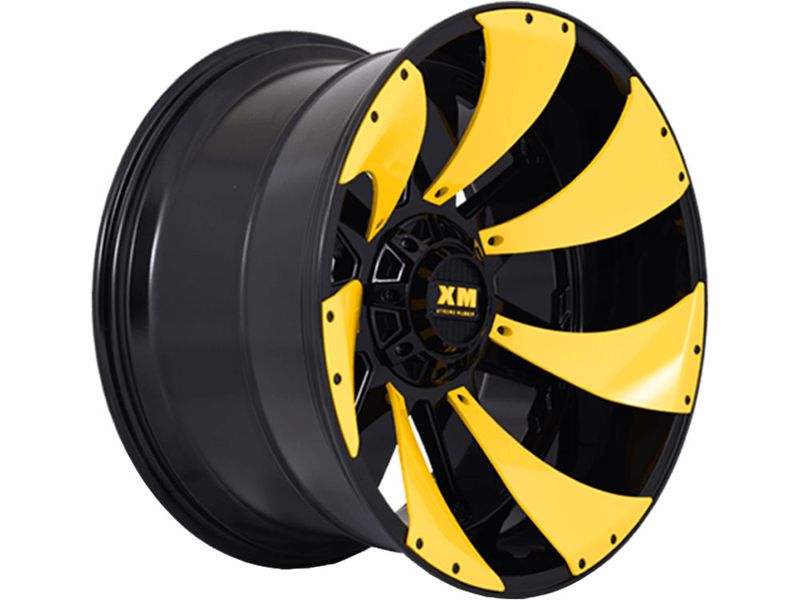 XM Offroad Gloss Black & Yellow Inserts XM-326 Wheel XM326221251155127 ...